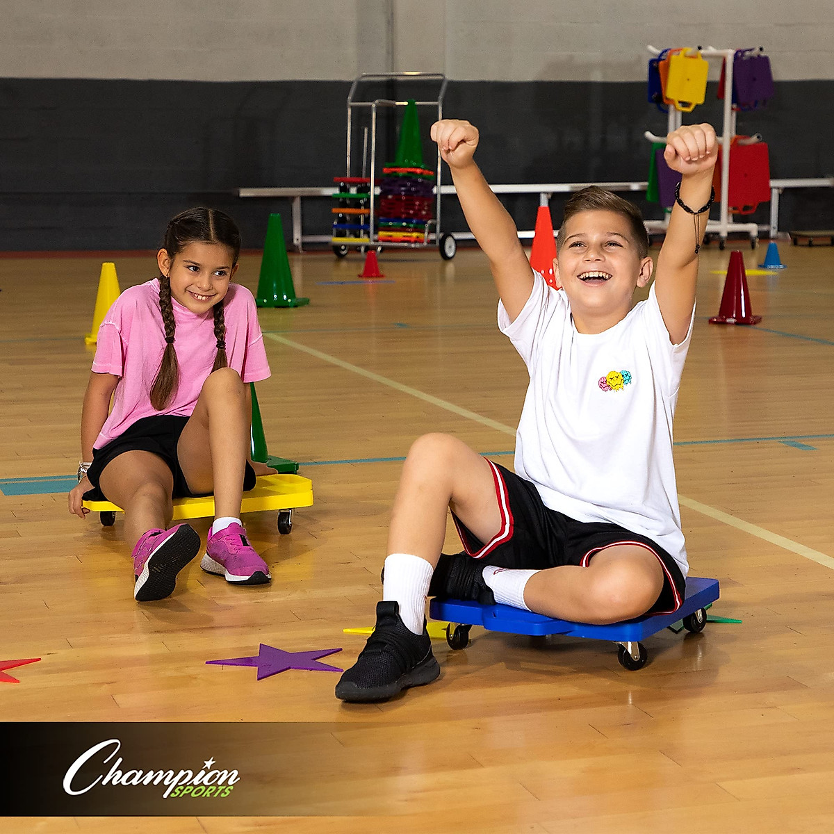 Champion Sports - CHSPGH1216 Plastic Scooter Board with Contoured Handles, Blue , 16 x 12 x 3 inches