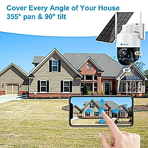 Unilook 2K Solar Security Cameras Wireless Outdoor,3MP WiFi Solar Wireless Security Camera,360° PTZ Solar Powered Wireless Camera, Compatible with Alexa,with Solar Panel & 2-Way Talk, Cloud/SD Storage