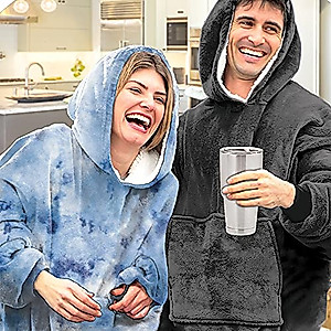 Ontel Huggle Hoodie Ultra Plush Blanket, Blue Tie-Dye