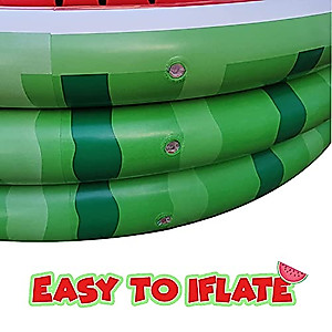 Watermelon Inflatable 60 inches, Pit Ball Pool Swimming Pool with 3 Rings, Boys and Girls Summer Fun in Garden, Backyard, Indoor & Outdoor by ninostar