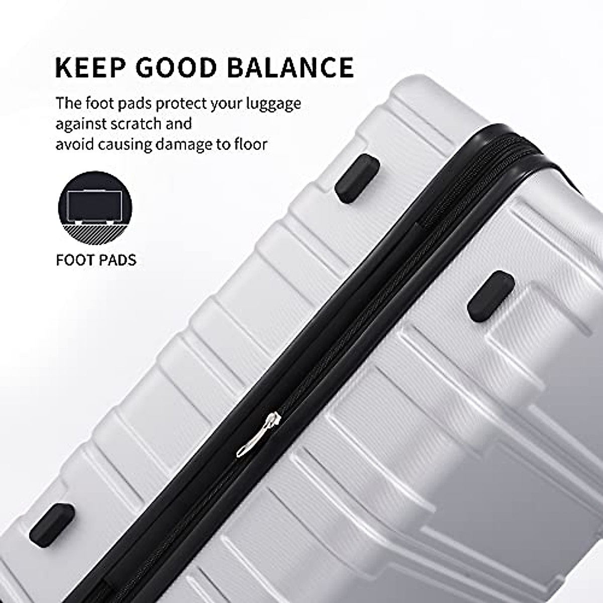 Merax Luggage Sets 3 Piece With Wheels Expandable Spinner Suitcase, Hard Luggage Set (Silver)