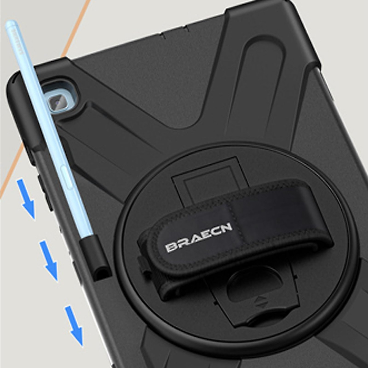 BRAECN for Galaxy Tab S6 Lite Case 2024/2020/2022,Heavy Duty Rugged Shockproof Case with Hand Strap, Shoulder Strap, Kickstand, S Pen Holder for Samsung Tab S6 Lite 10.4 Inch Tablet SM-P610 -Black