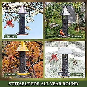 Kingsyard Metal Finch Bird Feeders for Outside, Hanging Tube Mesh Feeder for Nyjer/Thistle, 3 lbs Seed Capacity, Weatherproof, Great for Attracting Wild Bird, Brushed Bronze