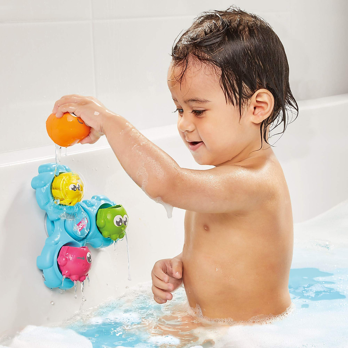 Toomies Tomy Spin & Splash Octopals Toddler Bath Toy You Pour and They Spin & Splash