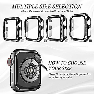 Recoppa Compatible for Apple Watch Case with Screen Protector for Apple Watch 44mm Series 6/5/4/SE, Bling Crystal Diamond Rhinestone Ultra-Thin Bumper Full Cover Protective Case for Women Girls iWatch