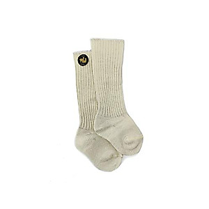 WARRIOR ALPACA SOCKS | Infant & Toddler Cuff-able Knee High | Baby Alpaca Wool (9-18 Months, Off White)