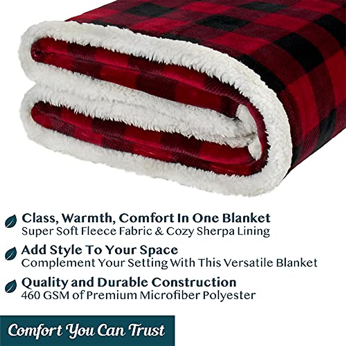 PAVILIA Buffalo Plaid Sherpa Blanket King | Fuzzy Red Black Checkered Flannel Fleece Blanket for Couch Bed | Fluffy Warm Soft Christmas Plush Microfiber Blanket | 90x108