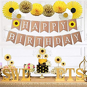 Sunflower Happy Birthday Banner Sunflower Theme Party Decorations for Baby Shower Kids Birthday Party