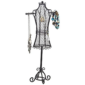 Displays2go Dress Form Jewelry Stand, Black, Set of 6