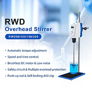 +UXI Overhead Stirrer 40L LCD Digital Labotary Lab Stirrers Mixer Time and Speed Adjustable 30-2200rpm Max.100L Max.100000mpa.s Industrial Stirrer Mixer Homogenizer Grinder 110V 20/40/60/100L