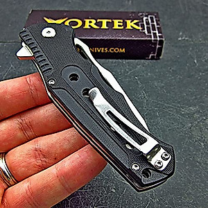 VORTEK Everyday Carry Ball Bearing Pivot System Fast Open EDC Folding Pocket Knife: 8Cr13MOV Stainless Steel Blade, Tough G10 Handles
