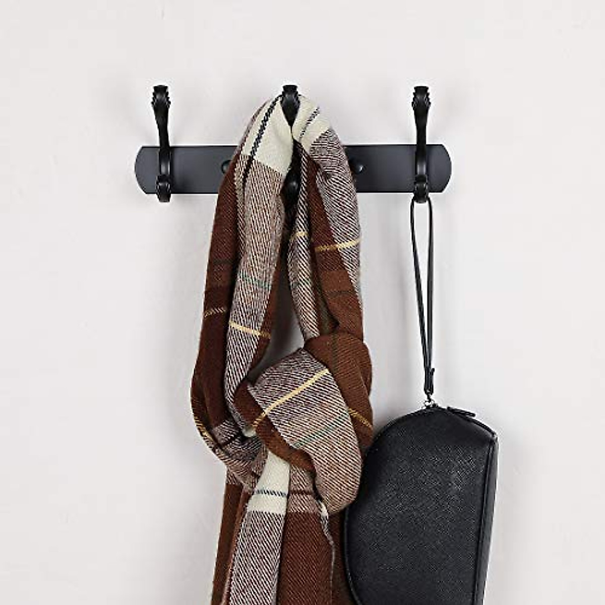 uxcell Wall Mount Coat Hook Rack Hanger with 3 Retro Hooks,Stainless Steel Towel Hanger with Screws for Jackets/Coats/Hats/Scarves,Black A,10" x 2.8" x 3.7"(L*W*H)