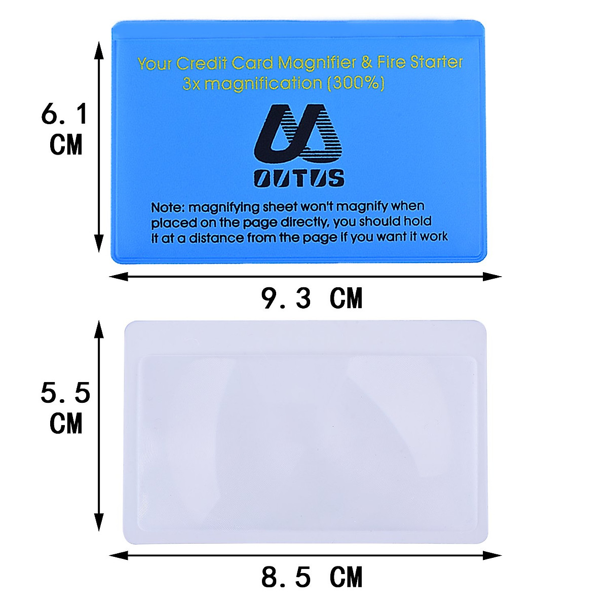 Outus 4 Pack Plastic Reading Magnifier Lens Credit Card Size Magnifier Wallet Pocket Lens Firestarter (300% Magnifier Lens)