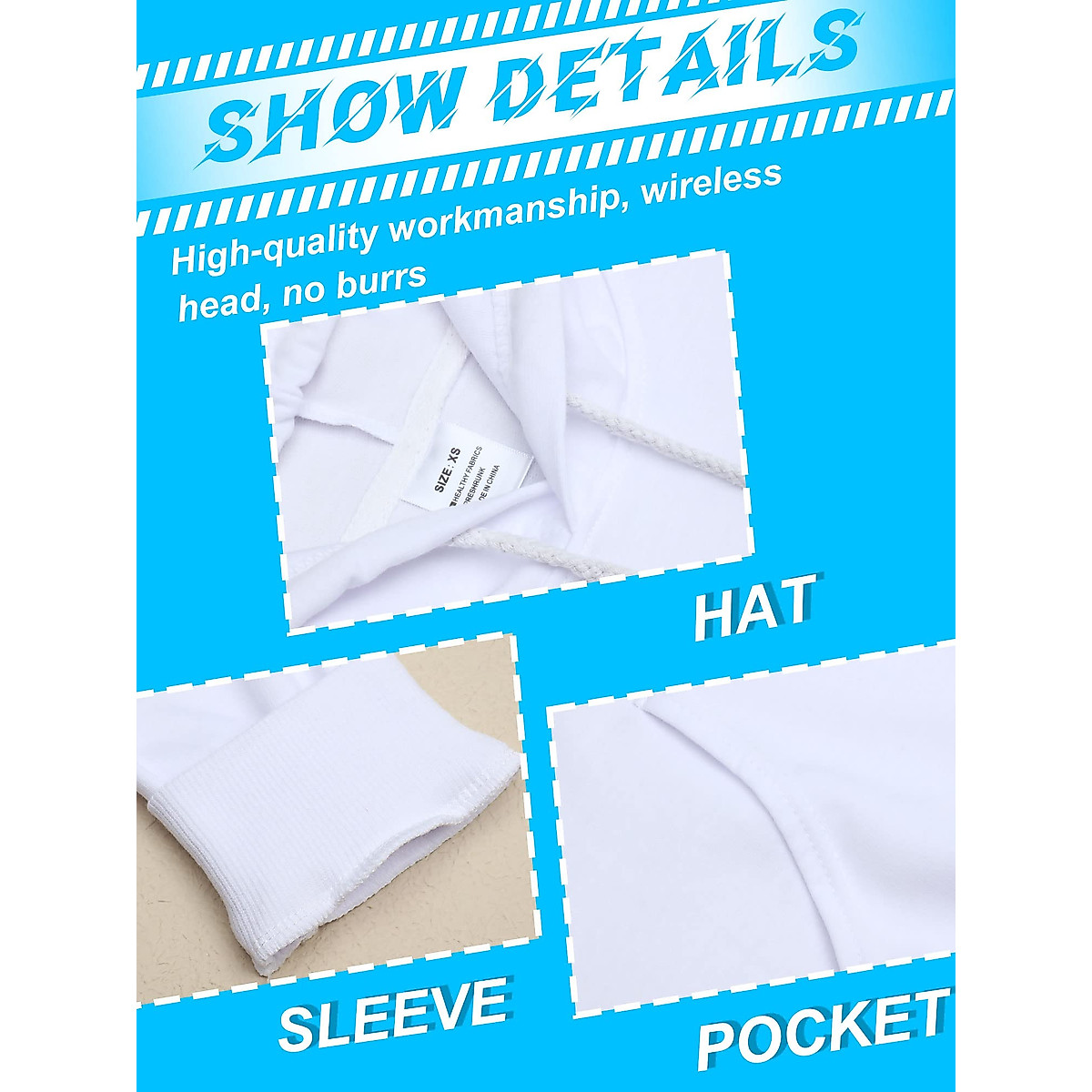 Hercicy 6 Pcs Thermal Transfer Hoodies Blank Hoodies for Printing White Thermal Transfer Sweatshirts Polyester Hooded Cloth Bulk Hoody for Men Women Unisex Include Size XS to Size 2XL