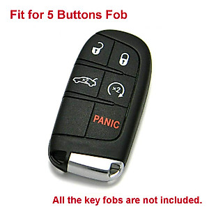 LemSa 2Pcs Keyless Entry Remote Car Smart Key Fob Cover Case Shell for Jeep Grand Cherokee,fit for Dodge Challenger Charger Dart Durango Journey,fit for Chrysler 300, Black Pink