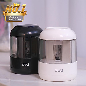 Deli Electric Pencil Sharpener,5,000 Times for Tungsten Steel Blade,1 Year Warranty (Jet Black)