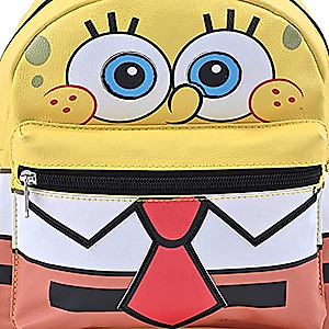 SpongeBob SquarePants Nickelodeon Leather Backpack - Girls, Boys, Teens, Adults - Officially Licensed Spongebob 10 Inch Allover Faux Leather Mini Backpack
