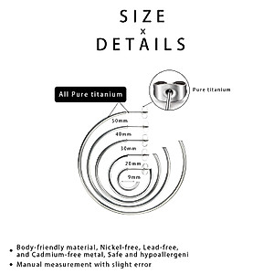 TGNEL Tiny Titanium Earrings Hoops Open C Titanium Hoops for Women Men, 2mm Thin Lightweight Round Surgical Grade Titanium Earrings Hypoallergenic for Sensitive Ear (9mm Silver)