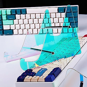 Acrylic Keyboard Display Stand Holder Colorful Mechanical Computer Keyboard Stand Shelf for Desk Transparent Acrylic Stand 2/3 Tier Keyboards Storage Holder Tray for Computer Tablet Picture Frame