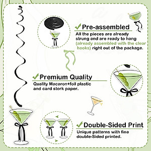 Martini Party Hanging Decorations, Martini Cocktail Cups Party Swirls Decorations for A Tini Bit Older Birthday Party Decorations, Martini Bachelorette Bridal Shower Party, Tini Bar Party Decorations