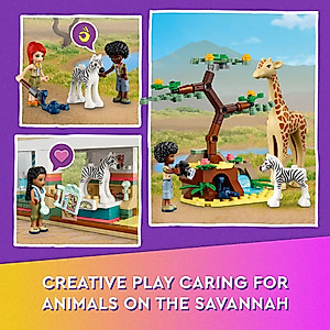 LEGO Friends Mia's Wildlife Rescue Toy 41717 with Zebra and Giraffe Safari Animal Figures Plus 3 Mini Dolls, Birthday Gift Idea for Kids, Girls & Boys Age 7 Plus Years Old