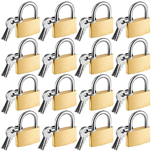 Kenning 16 Pcs Solid Keyed Alike Padlocks 1.18" Solid Brass Padlock with Key Weatherproof Luggage Locks Suitcase Lock Wide Body with Hardened Steel Shackle for Sheds, Storage Unit, Gym Fence