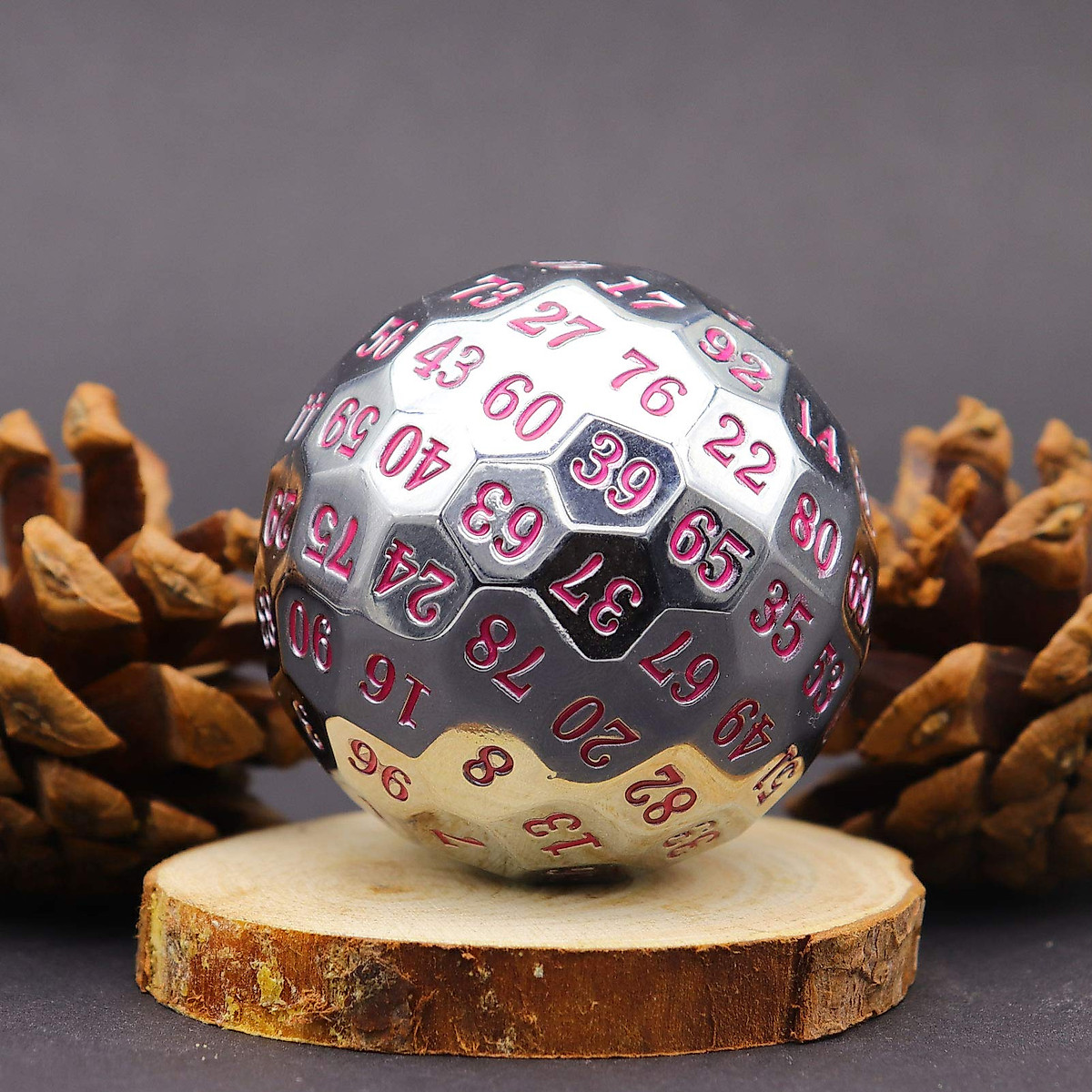 Haxtec D100 Metal Dice 100 Sided Glow in The Dark DND Dice Dungeons and Dragons Pathfinder RPG-Silver Glowing Red Numbers