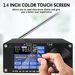 Si4732 ATS-25MAX Upgrade Version 5.2B Full Band Radio Receiver, FM LW MW & SW SSB DSP Receiver 2.4 Touch Screen Built in 4000mAh Battery