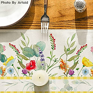 Artoid Mode Flower Floral Table Runner, Spring Summer Seasonal Kitchen Dining Table Decoration for Indoor Outdoor Home Party Decor 13 x 72 Inch