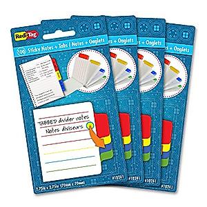 Redi-Tag, RTG10246, Tabbed Divider Notes, 4 / Box, Multicolor
