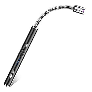 VEHHE Candle Lighter, Electric Rechargeable Arc Lighter with LED Battery Display Long Flexible Neck USB Lighter for Light Candles Gas Stoves Camping Barbecue