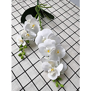 Suandsu 1 Bouquet Artificial Phalaenopsis Fake Butterfly Orchid Home Hotel Office Garden Craft Art Decor 19'' High White