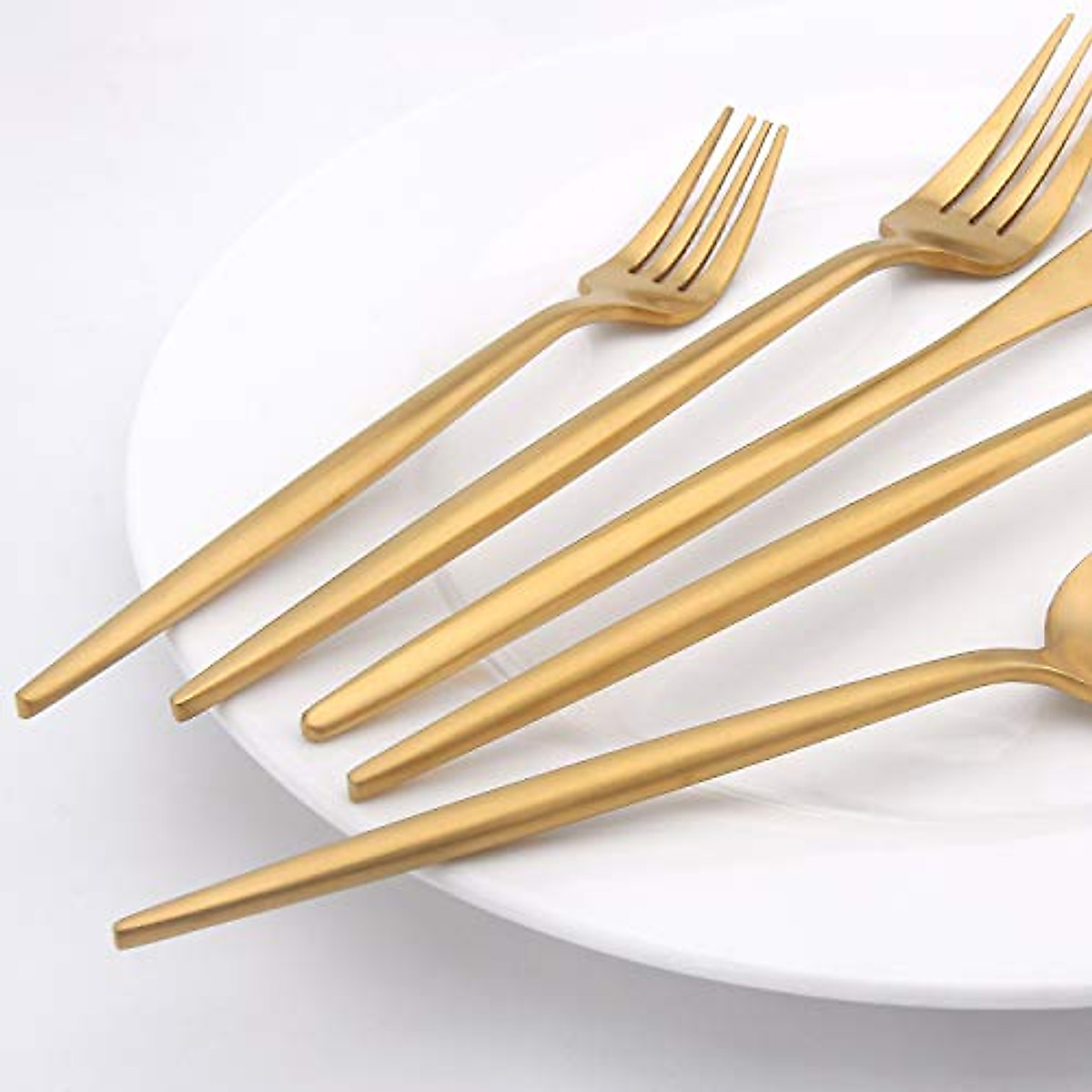 Vanys Silverware Set, Matte Gold Flatware Cutlery Set Service for 4, Satin Finish 20 Piece Stainless Steel Utensils Set for Home and Restaurant, Dishwasher Safe