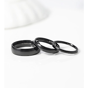 TIGRADE Black Titanium Ring 2mm 4mm 6mm 8mm Dome High Polished Wedding Band Size 3-14.5,2mm,Size 7