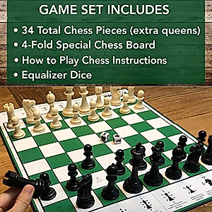Bobby Fischer® Learn to Play Chess Set Board Game, Easy to Understand - How to Play Chess Book, 34 Plastic Staunton Chess Pieces, Folding Illustrated Chess Board, Family Games for Kids and Adults