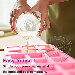 Silicone Soap Molds Set of 3, 6 Cavities Rectangle Silicone Soap Molds for Homemade Craft Soap Mold, Cake Mold, Chocolate Mold ＆ Ice Cube Tray（Blue & Purple ＆ Pink）