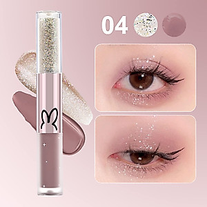 Erinde 3PCS Liquid Glitter Matte Eyeshadow, Liquid Glitter Eyeliner and Matte Cream Eyeshadow 2 in 1, Quick Drying, Easy to Apply, Long Lasting Korean Shimmer Matte Eyeshadow Sparkly Eye Makeup