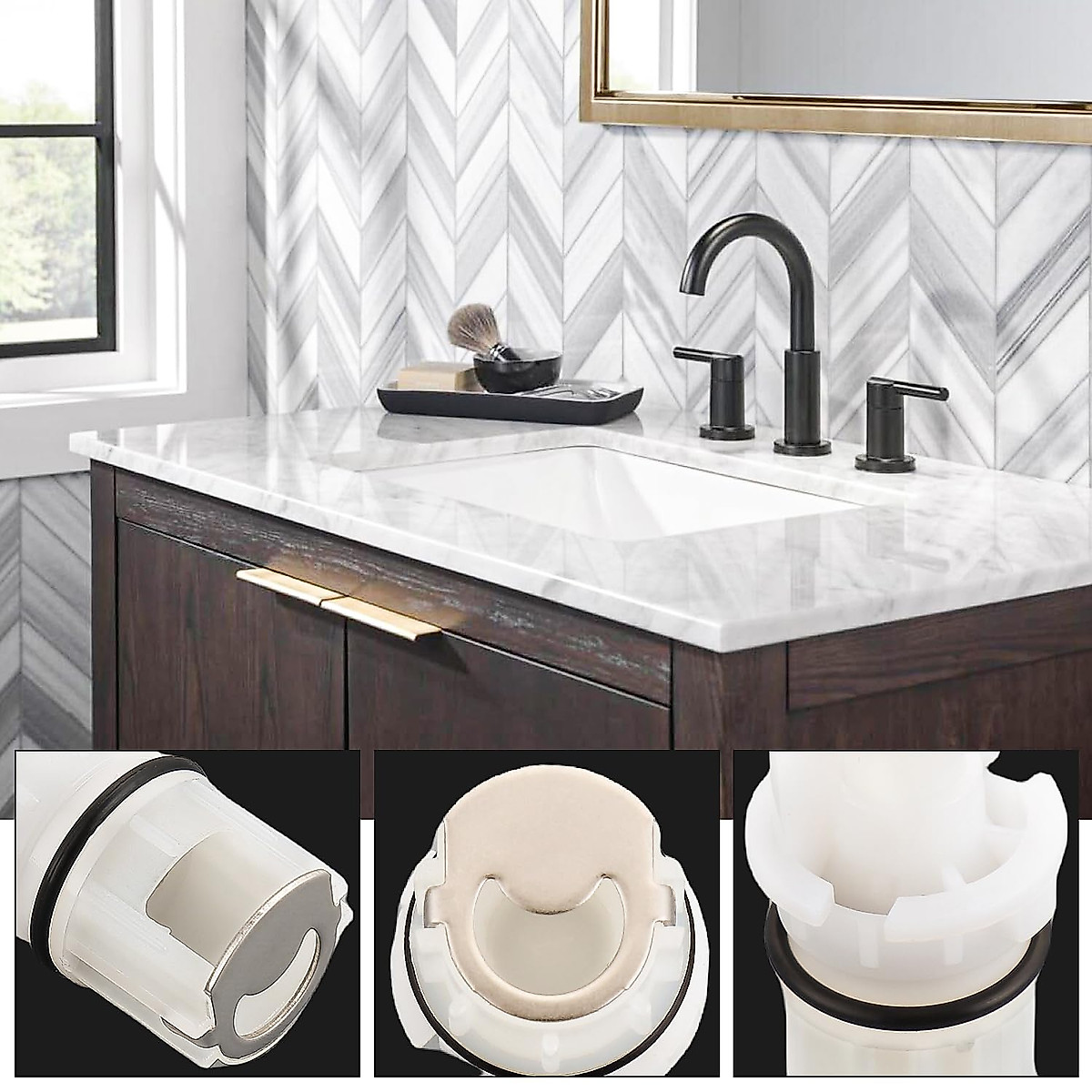 RP25513 faucet stem assembly Replacement Kit for delta two handle faucet repair kit Includes 1/4 Turn stop RP4993 Seats and Springs 4 Pack