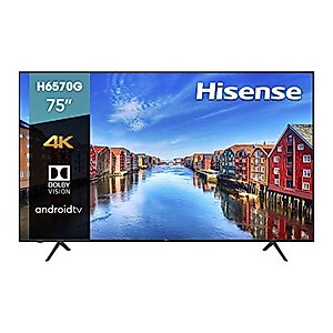 Hisense 75-Inch Class H6570G 4K Ultra HD Android Smart TV with Alexa Compatibility (75H6570G, 2020 Model)