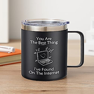 NOWWISH Romantic and Funny 14oz Black Mug for Men - Best Thing I Found on the Internet, Ideal Gift for Him, Boyfriend, Husband, on Anniversary, Birthday, Father's Day, Unique and Practical