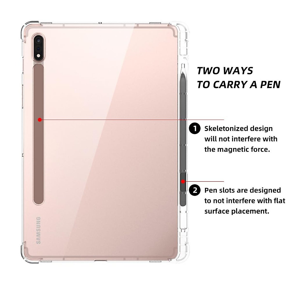 Diamond Case for Samsung Galaxy Tab S8+/ S7+/ S7 FE 12.4", Slim Fit Hard Tablet Case with Non-Slip TPU Bumper for Galaxy Tab S8+ 2022 Released with Pen Holder