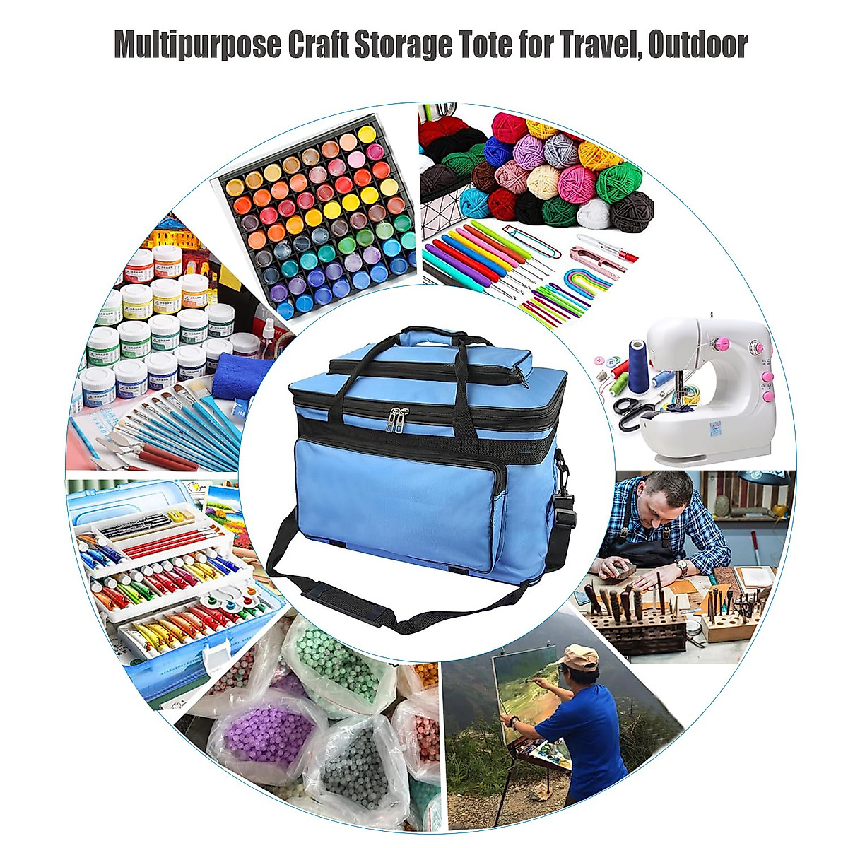 Art Supplies Organizer Bag Art Craft Tool Storage Tote Bag Art Supplies Carrying Bag Case Artist Travel Carrier Bag Waterproof Paint Box Case Foldable For Drawing Sketch Painting Large Capacity