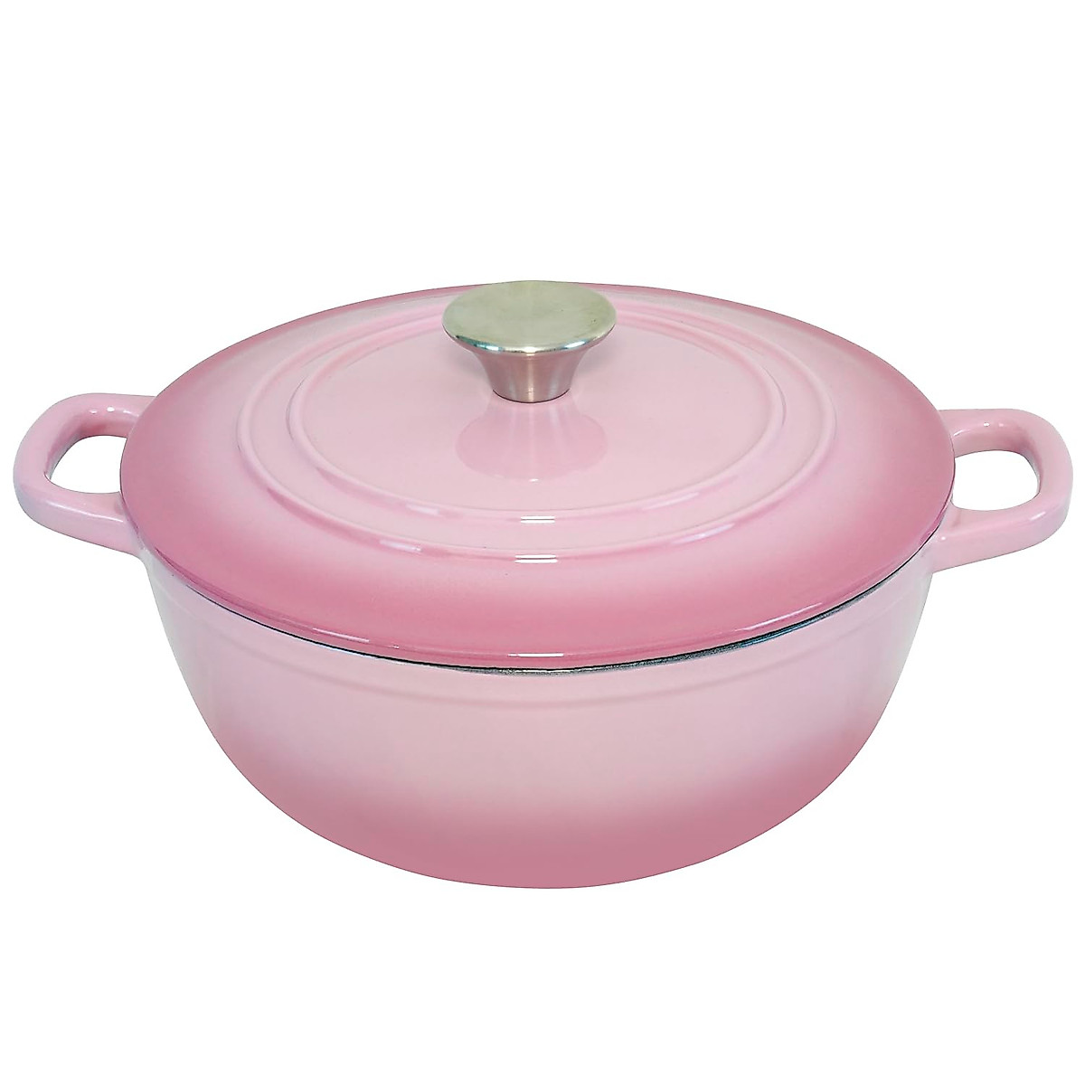 Flavehc Dutch Oven Pot with Lid 4.8 qt Cast Iron Dutch Oven for Bread Baking Pink Enameled Cast Iron Dutch Oven with Handels