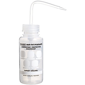 SP Bel-Art Safety-Vented/Labeled 2-Color LYOB Wide-Mouth Wash Bottles; 250ml (8oz), Polyethylene w/Natural Polypropylene Cap (Pack of 3) (F11643-0238)