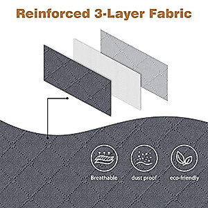 HomeHacks Storage Clothing Storage Bags, Storage Box Clothes Organizer with Clear Windows, Sturdy Handles Clothing Storage for Cloth, Toy, Bedding Storage, 3-Pack, Grey