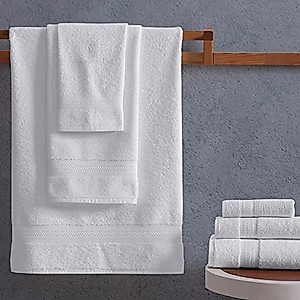 REGAL RUBY, 6 Piece Towel Set, 2 Bath Towels 2 Hand Towels 2 Washcloths, Soft and Absorbent, 100% Turkish Cotton Towels for Bathroom and Kitchen Shower Towel, White