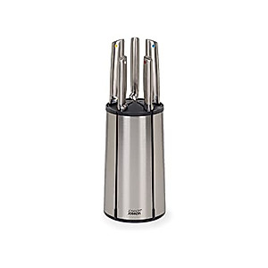 Joseph Joseph Elevate - Steel Knives Carousel 5-Piece Set with Rotating Stainless-Steel Knife Block, Japanese Stainless-Steel Blades, Fingerprint-Proof Coating and Non-Slip Base, Kitchen Accessories