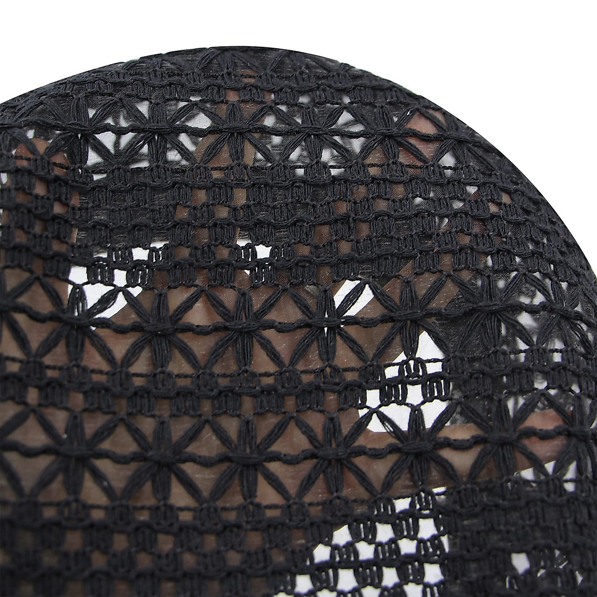 Women Lace Lightweight Beret Floral Hollow Out Hat Breathable French Beret Beanie Hat Cap for Spring Summer, Black