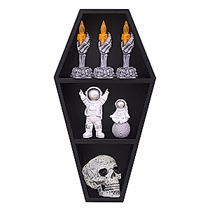 LKMANY Wall Decor Coffin Shelf- Spooky Gothic Decor for Home,Black Floating Wooden Shelf for Wall or Table Top,Witchy Room Decor for Oddities and Curiosities 1