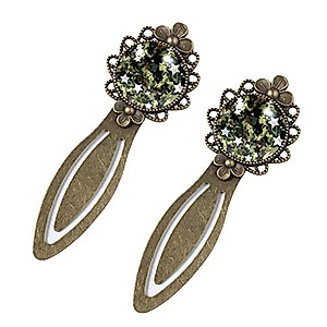 Camouflage Green Retro Star White Vintage Bookmark Gift Box Set for Students Teachers School Library Page Holder with Crystal Glass